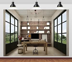 Amazon.com : BELECO 5x4ft Fabric Office Backdrop Interior with ...