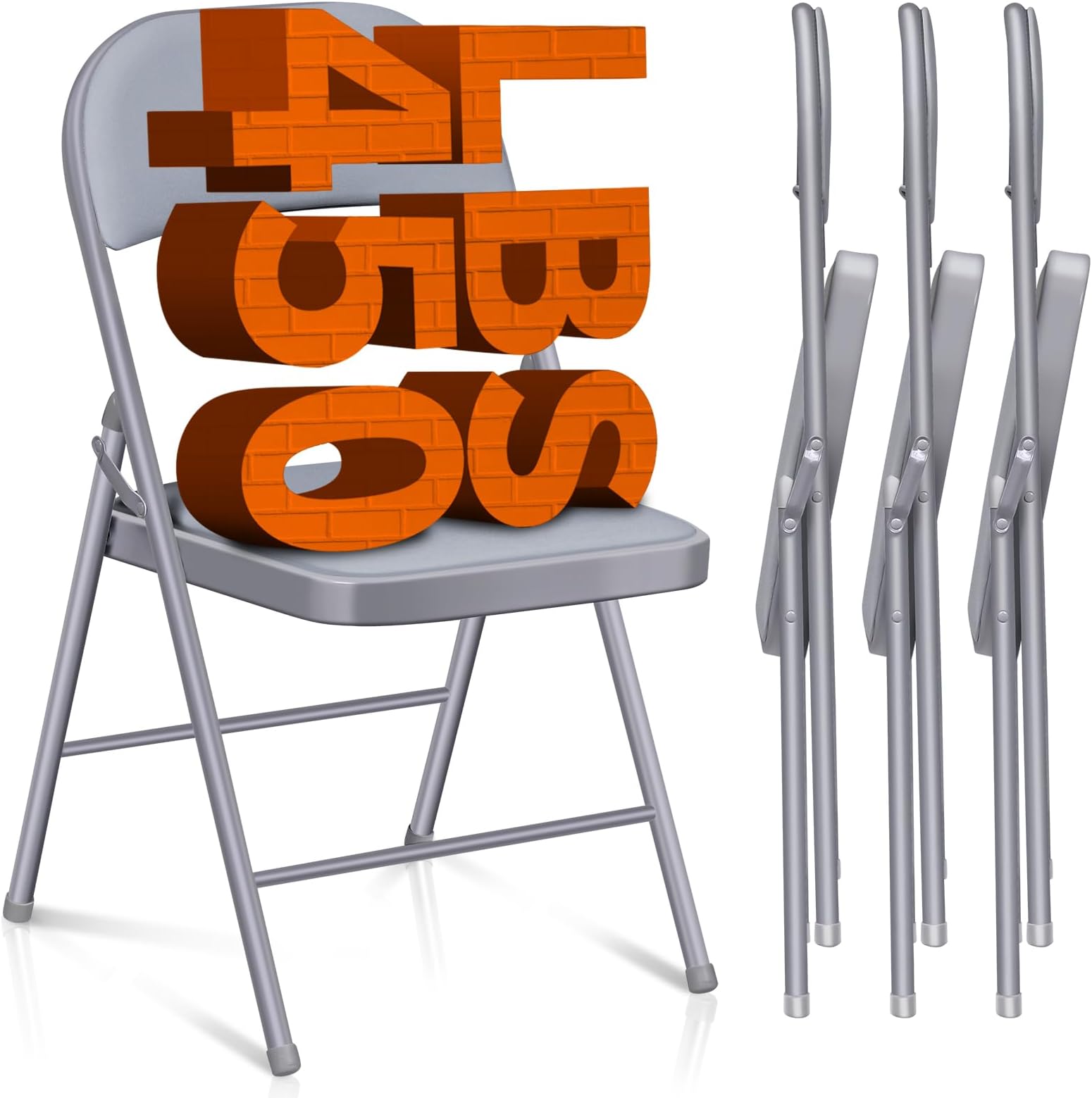 Amazon.com: Nazhura 4 Pack Folding Chairs with Padded Vinyl Cushion ...