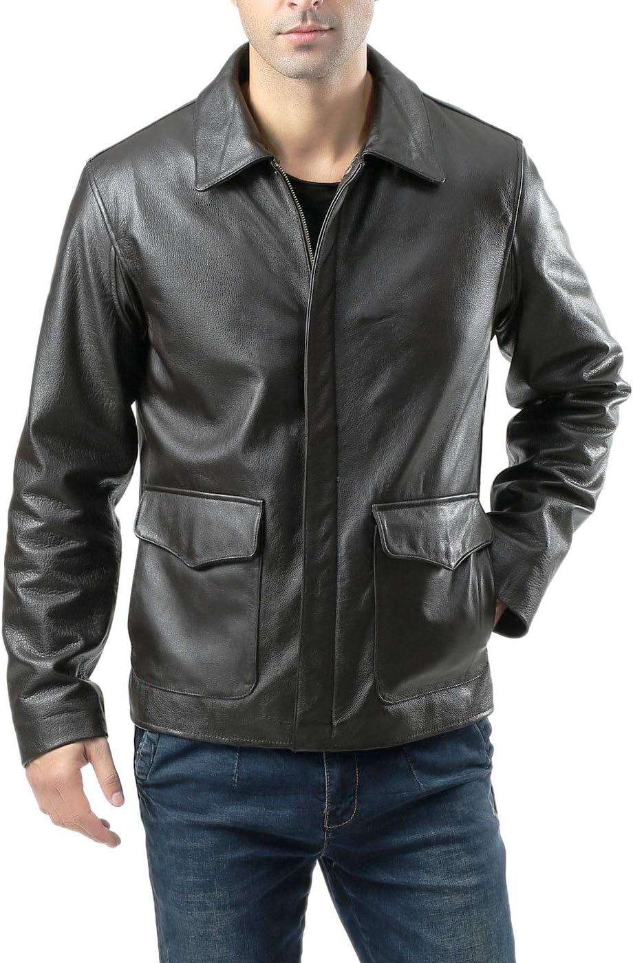 Landing Leathers Men Voyager Indy-Style Goatskin Leather Jacket (Also ...
