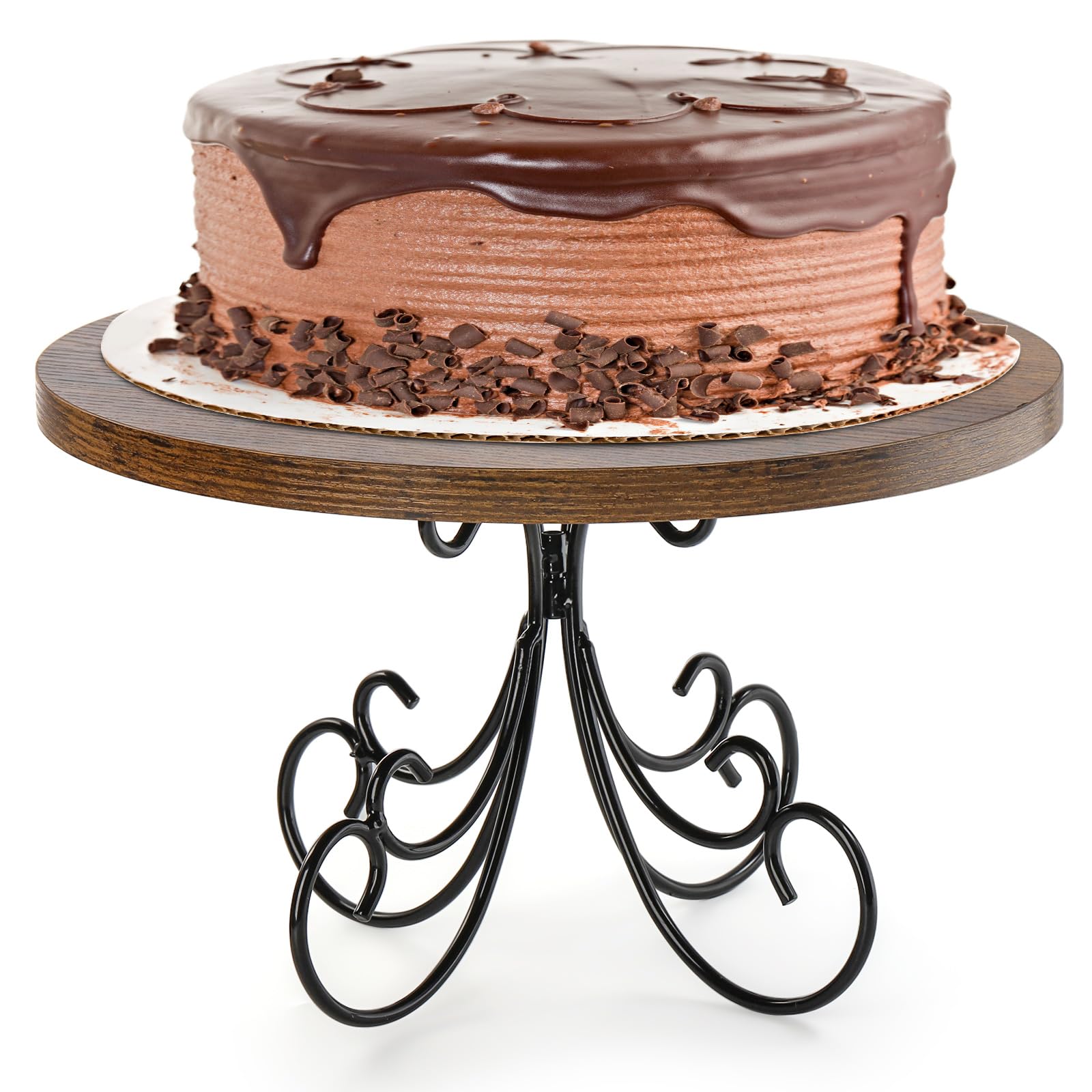 Amazon.com: Coloch Wood Cake Stand with Metal Pedestal Base, 12 Inch ...