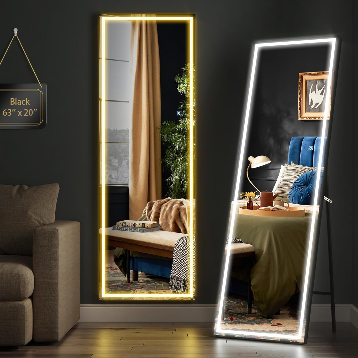 Amazon.com: Uliyati Full Length Mirror with Lights, 63"x20" Full Body ...