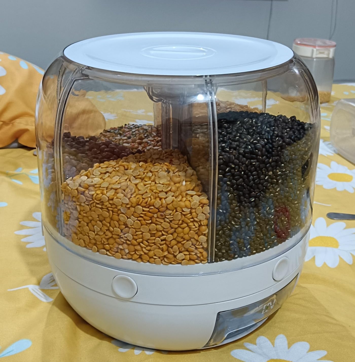 Yagzon Rice & Dry Food Round Dispenser, Kitchen Organizer, 6-Grid 360 ...