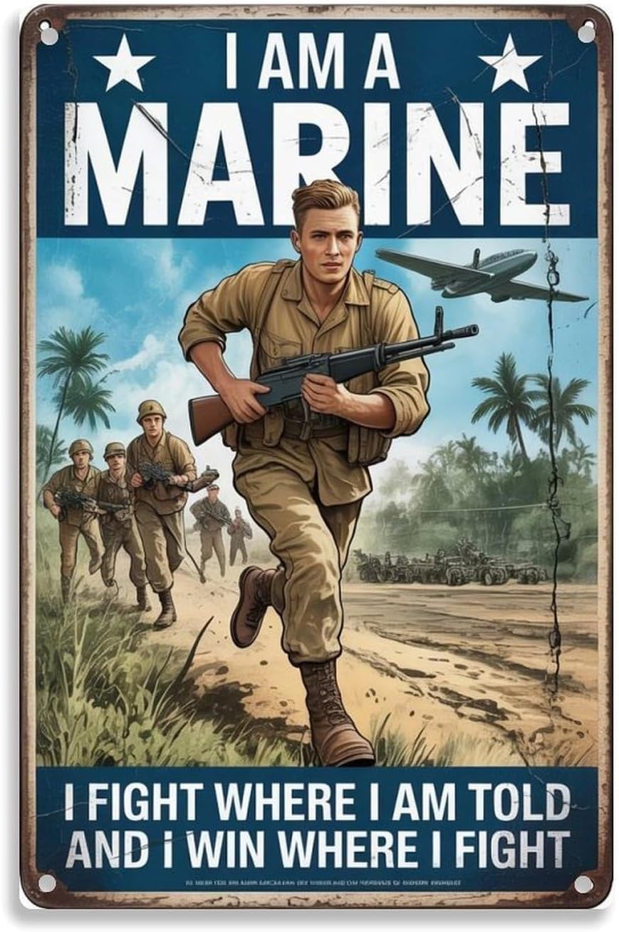 Amazon.com: 1pcs Marine Corps Tin Sign Vintage Military Metal Sign ...