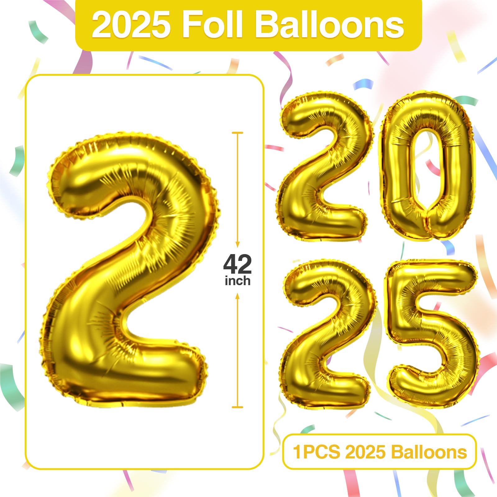 Snapklik.com : 2025 Balloons - 42 Inch 2025 Gold Foil Number Balloons ...