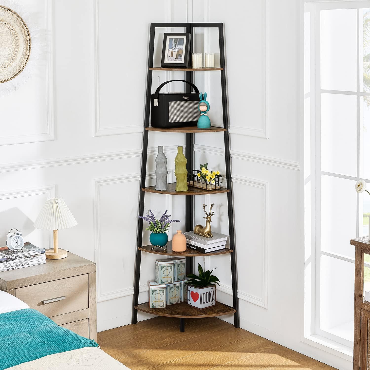 Amazon.com: Oapety 70 inch 5-Tier Tall Corner Shelf, Ladder Corner ...