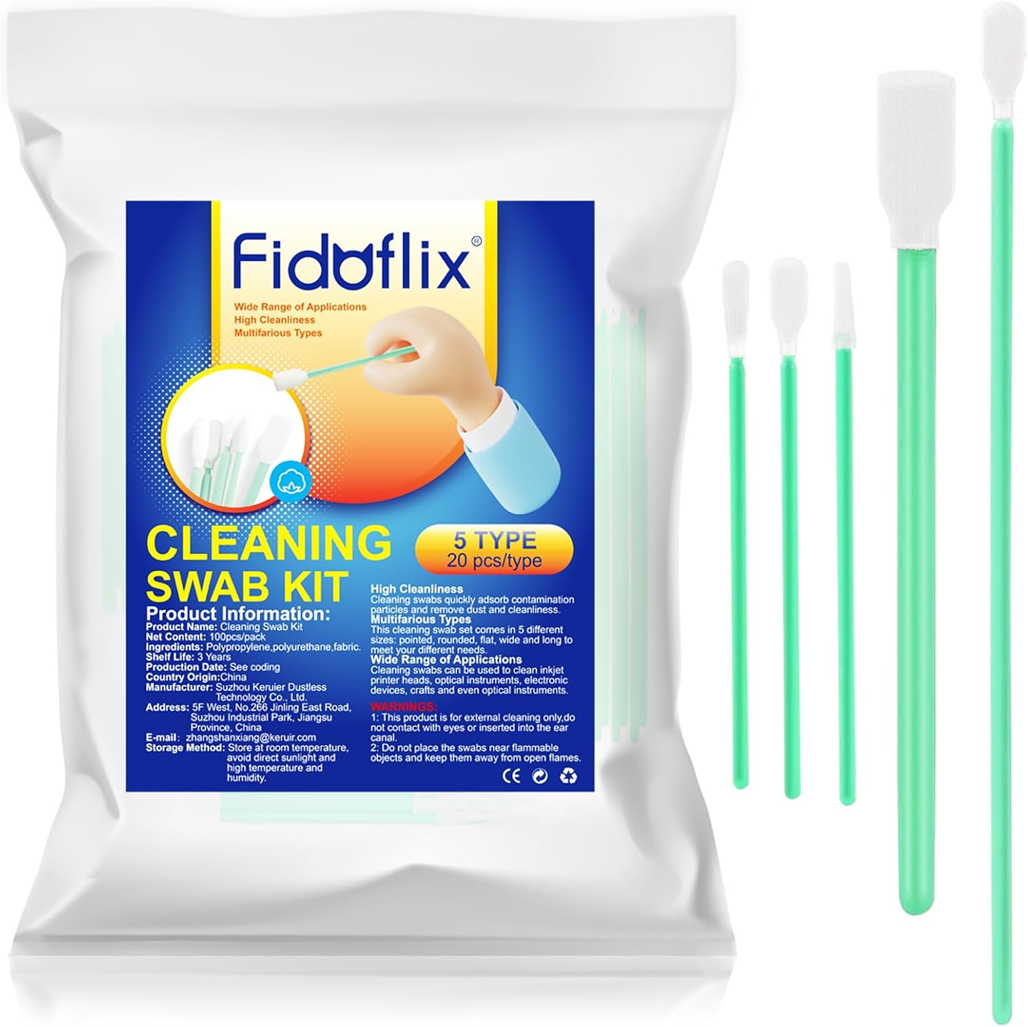 Cleaning Swab Kit (5 Types,100 Pack),Multi-Purpose Foam Cleaning Swabs ...