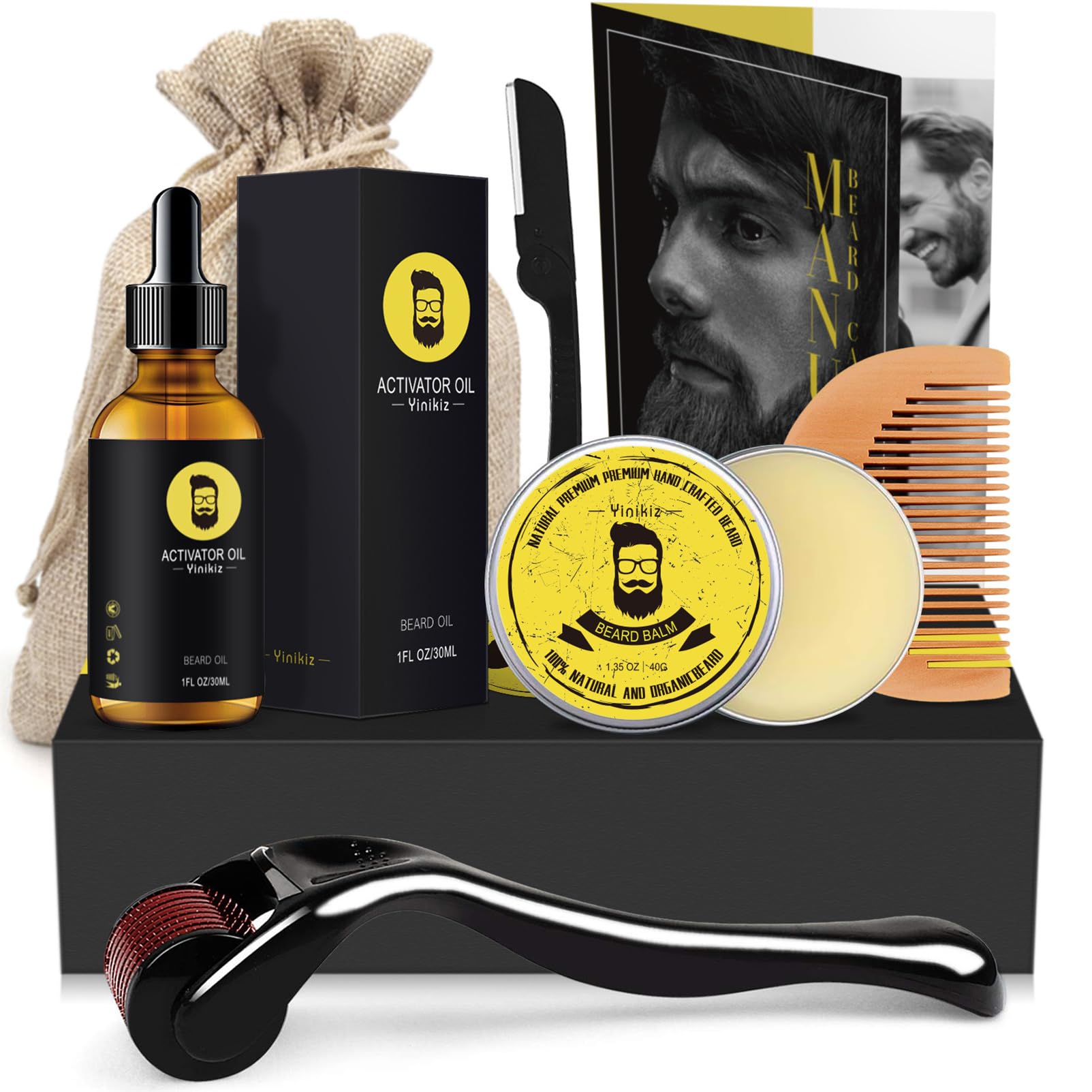 Beard Grooming Kit For Men, Beard Care & Growth Kit For Men, Beard Kit ...