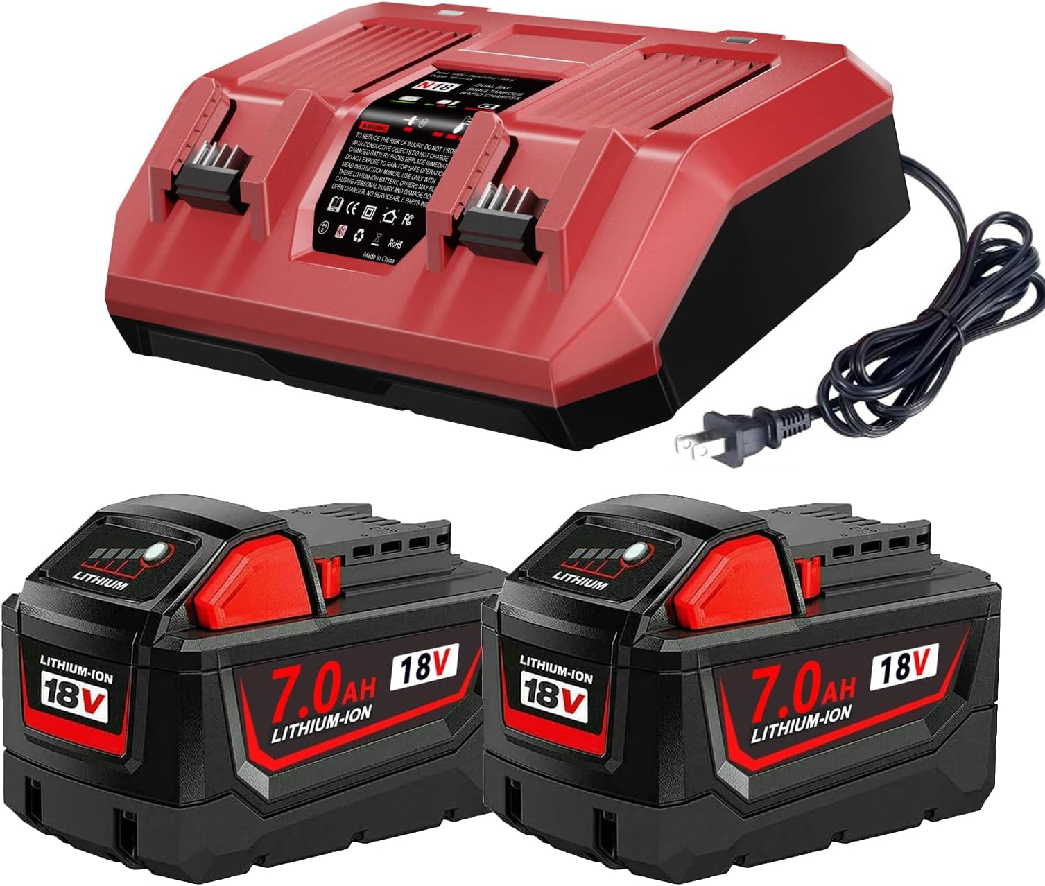 Upgraded 7.0Ah M18 Battery and Charger Combo for Milwaukee 18V Battery ...