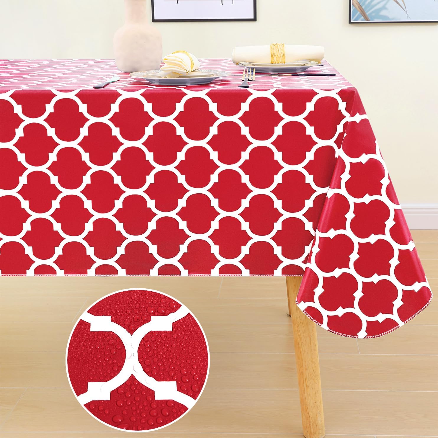 Amazon.com: smiry Rectangle Table Cloth, Waterproof Vinyl Tablecloth ...