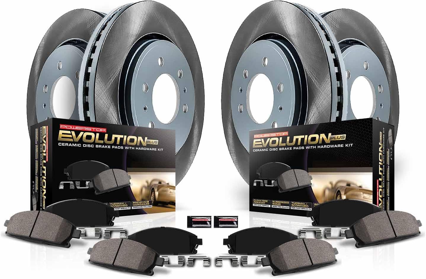 Amazon.com: Power Stop SC7410 Front and Rear Brake Kit With Semi-Coated ...