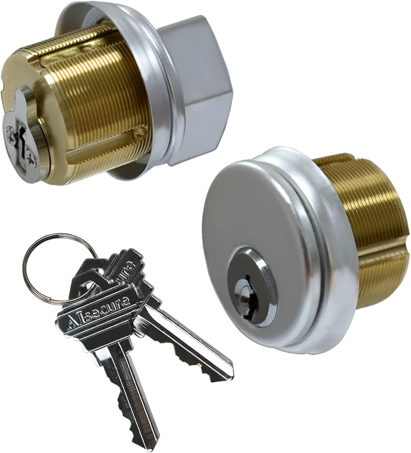 Brass Mortise Cylinder with SC Keyway, Thumbturn, and Keys. Commercial ...