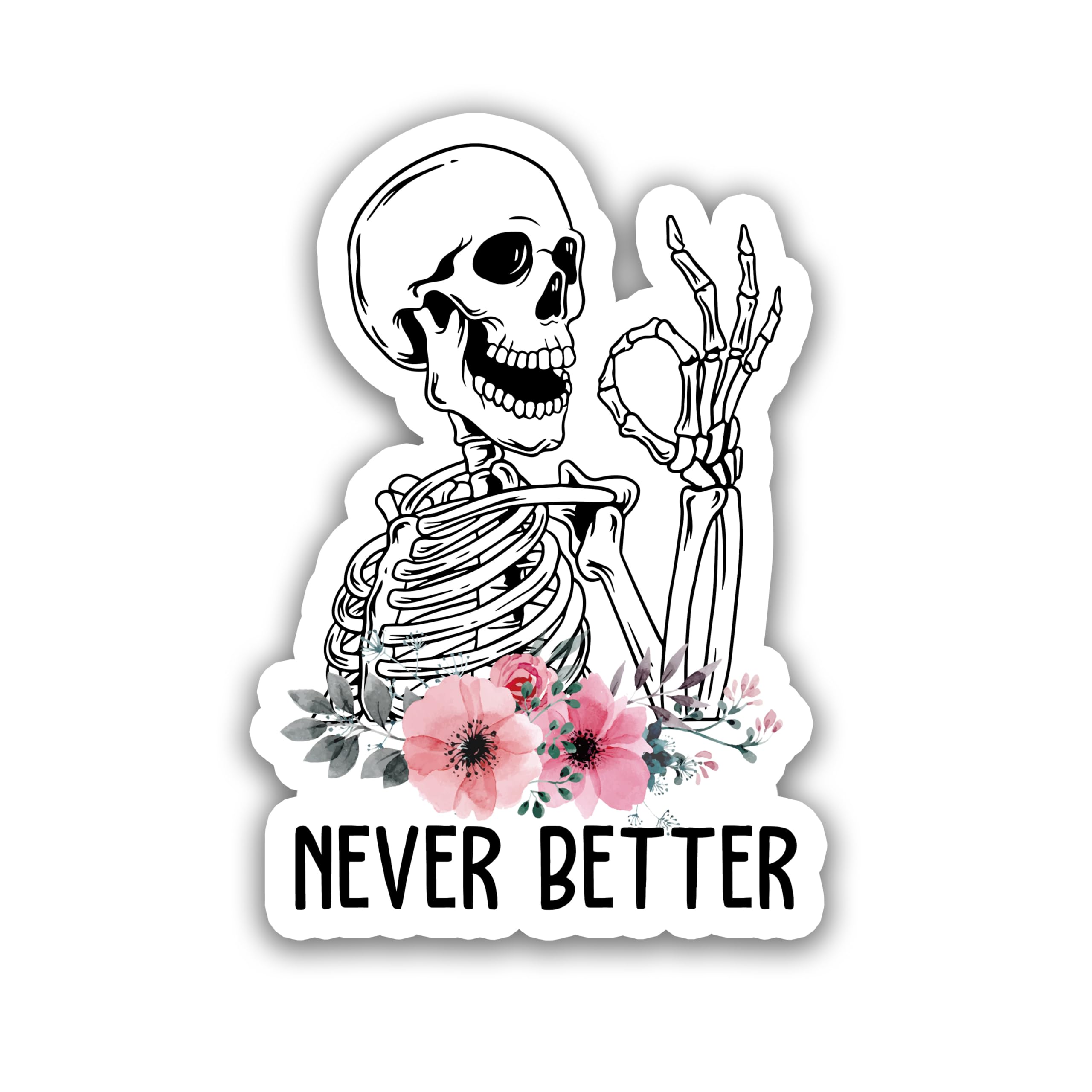 Amazon.com: STICKYAME (3pcs)Never Better Skeleton Stickers, Funny Dead ...