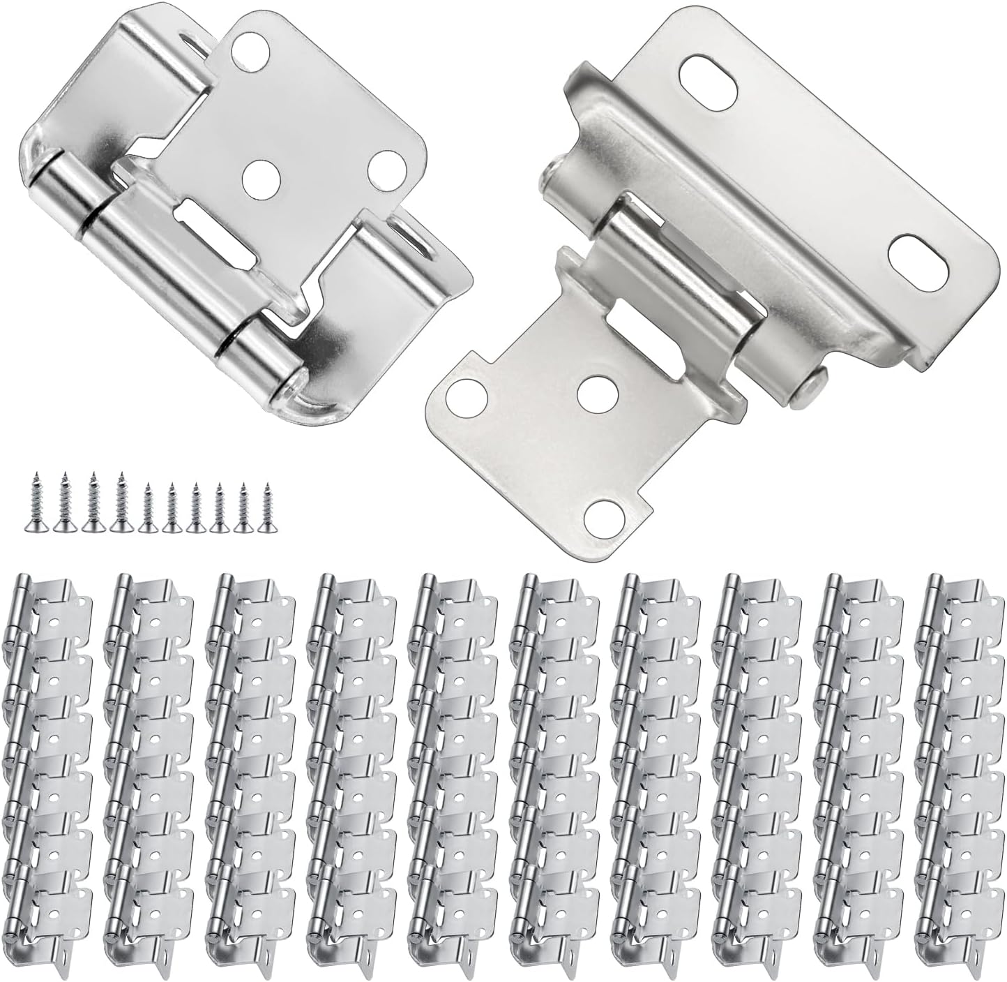 60 Pack 30 Pairs Wrap Around Cabinet Hinges, Brushed Nickel Overlay ...