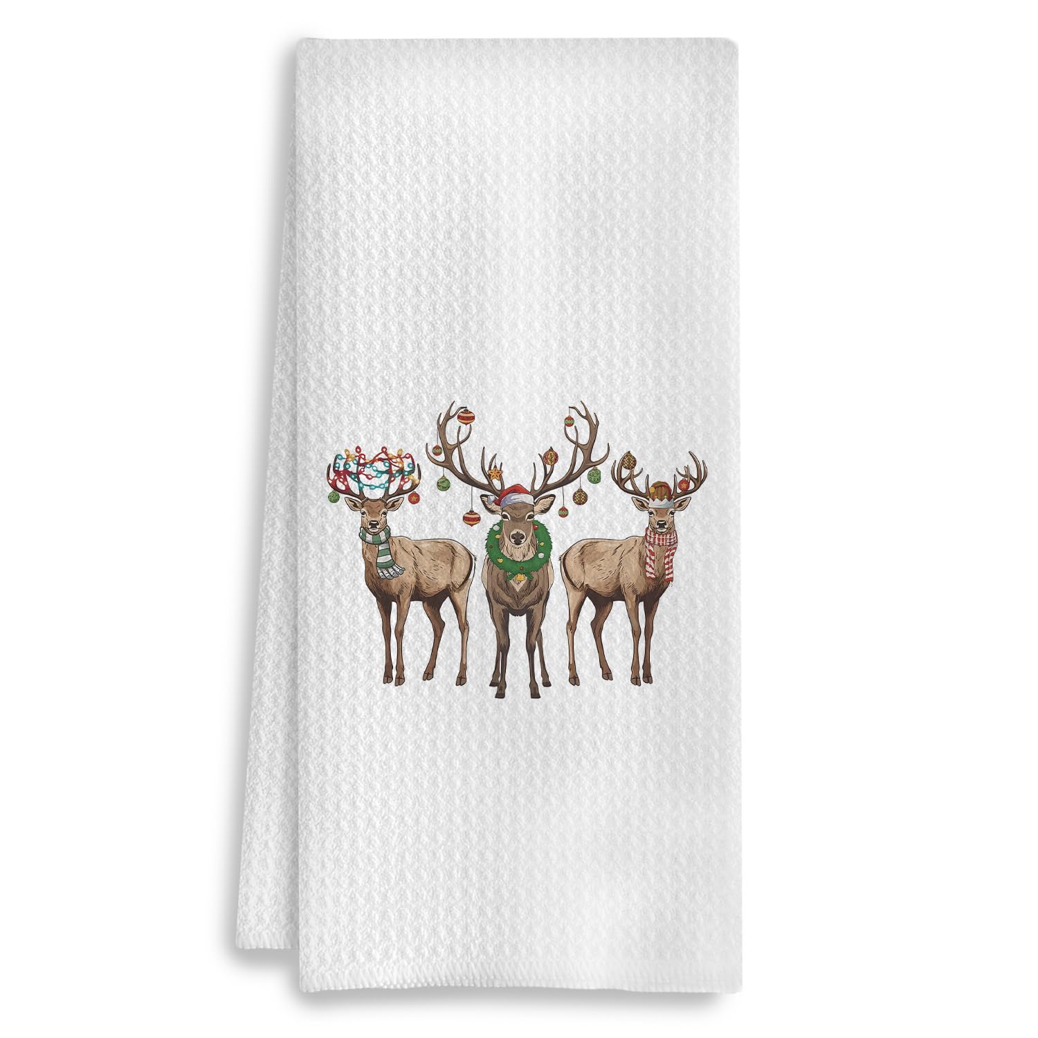 Amazon.com: COWEB Christmas Reindeer Kitchen Towels, Reindeer Christmas ...