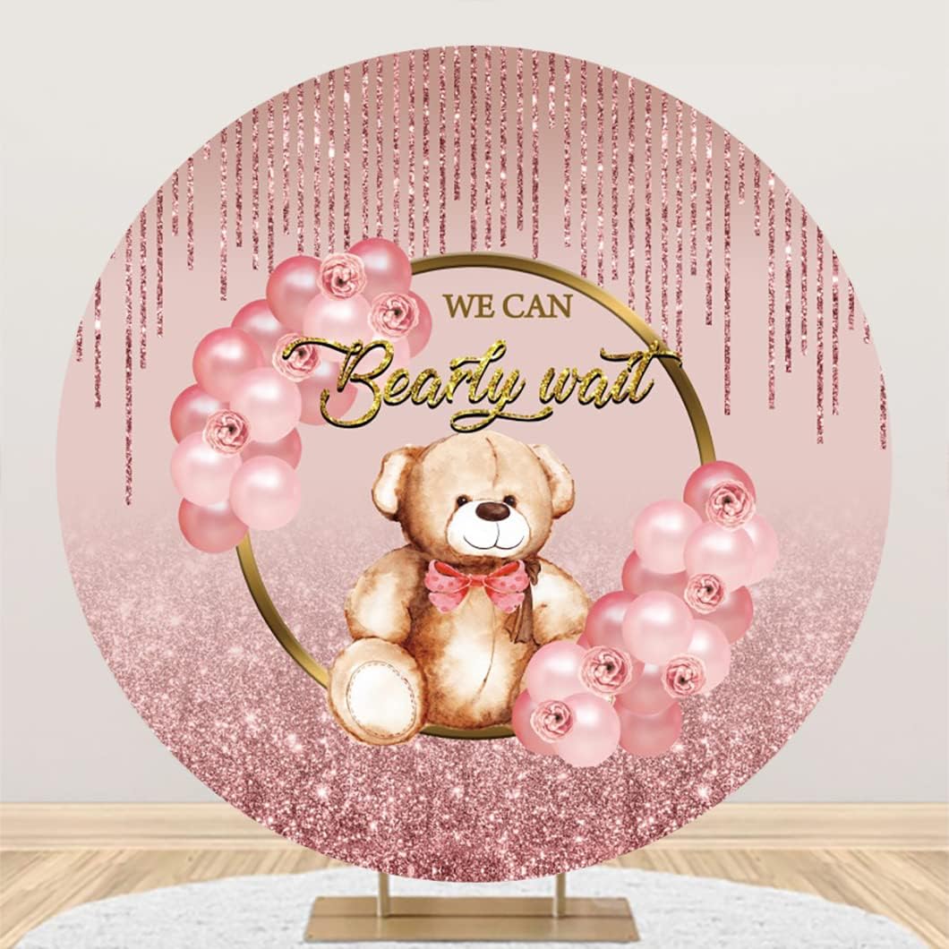 Amazon.com : Leyiyi 7.2x7.2ft We Can Bearly Wait Round Backdrop Cover ...