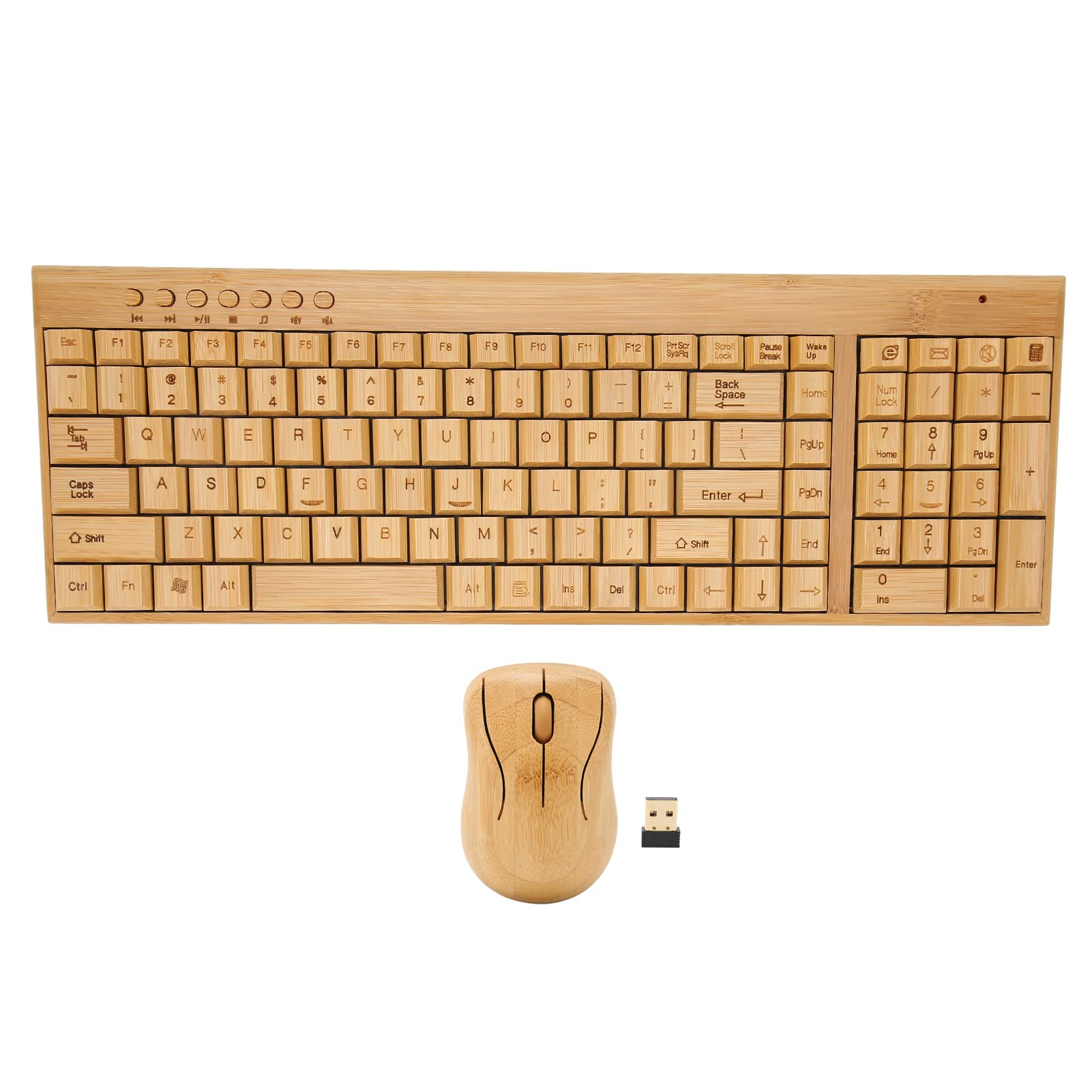 ciciglow Wireless Bamboo Keyboard And Mouse, 2.4GHz Computer Wireless ...