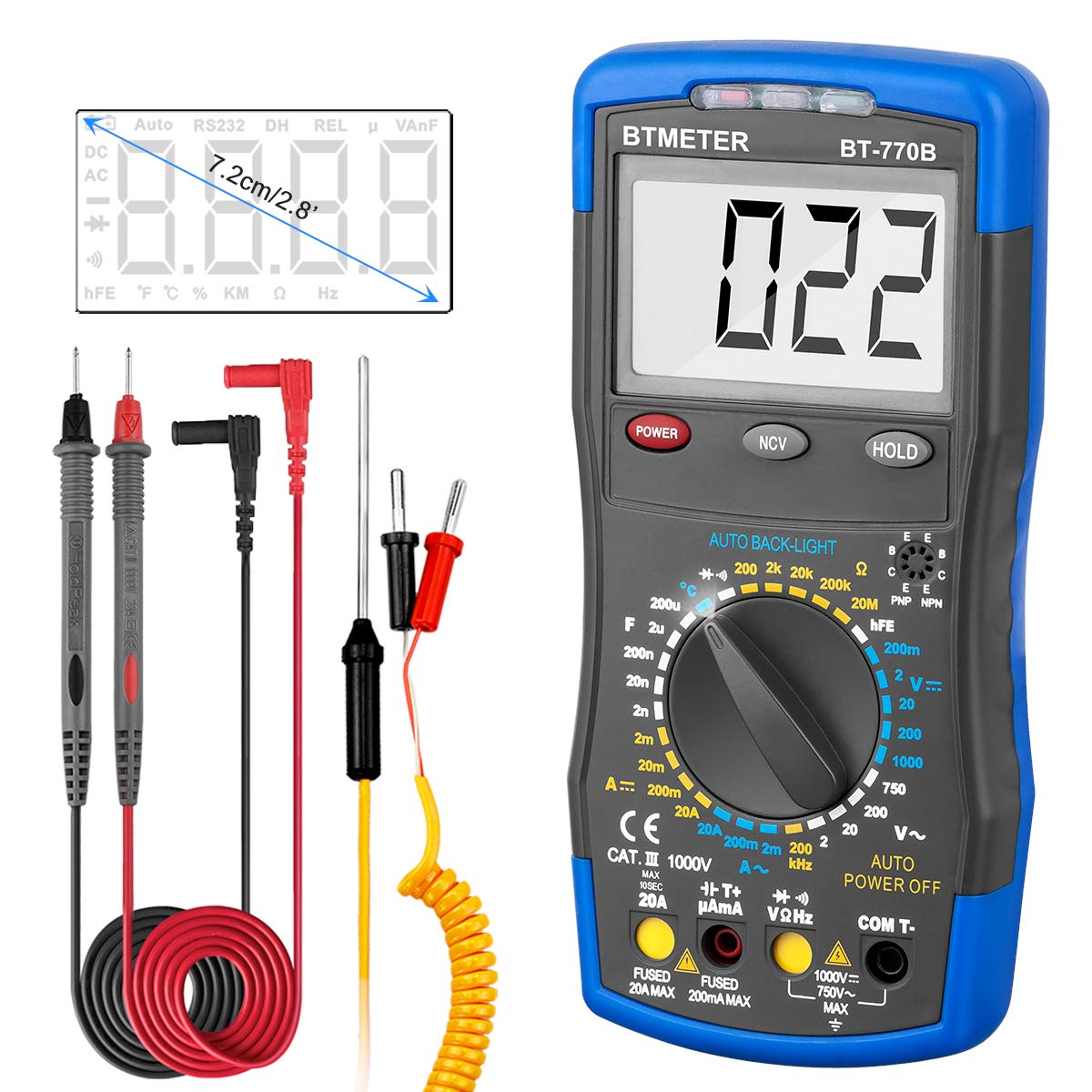 Buy BTMETER Auto Multimeter BT-770B,Manual Ranging Digital Avometer NCV ...