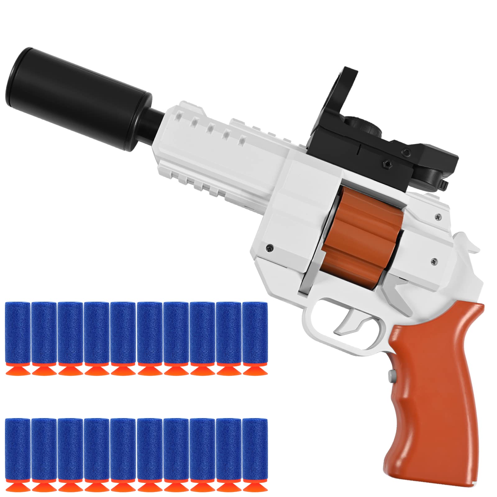 Atongmu Electric Motorized Toy Revolver Foam Shooting Gun 20pcs Elite ...