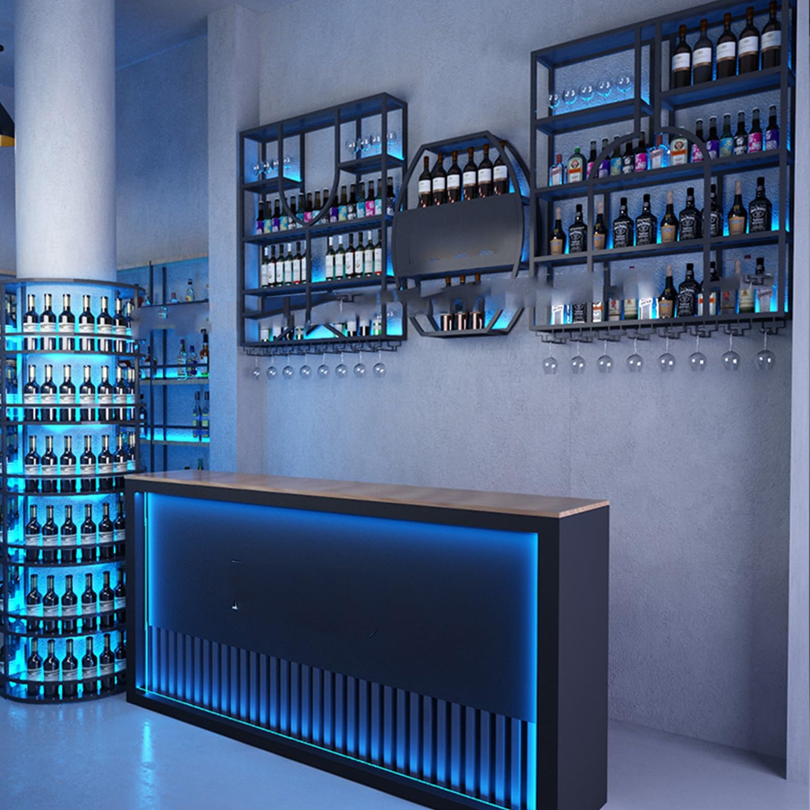 Modern Shelves Behind Bar