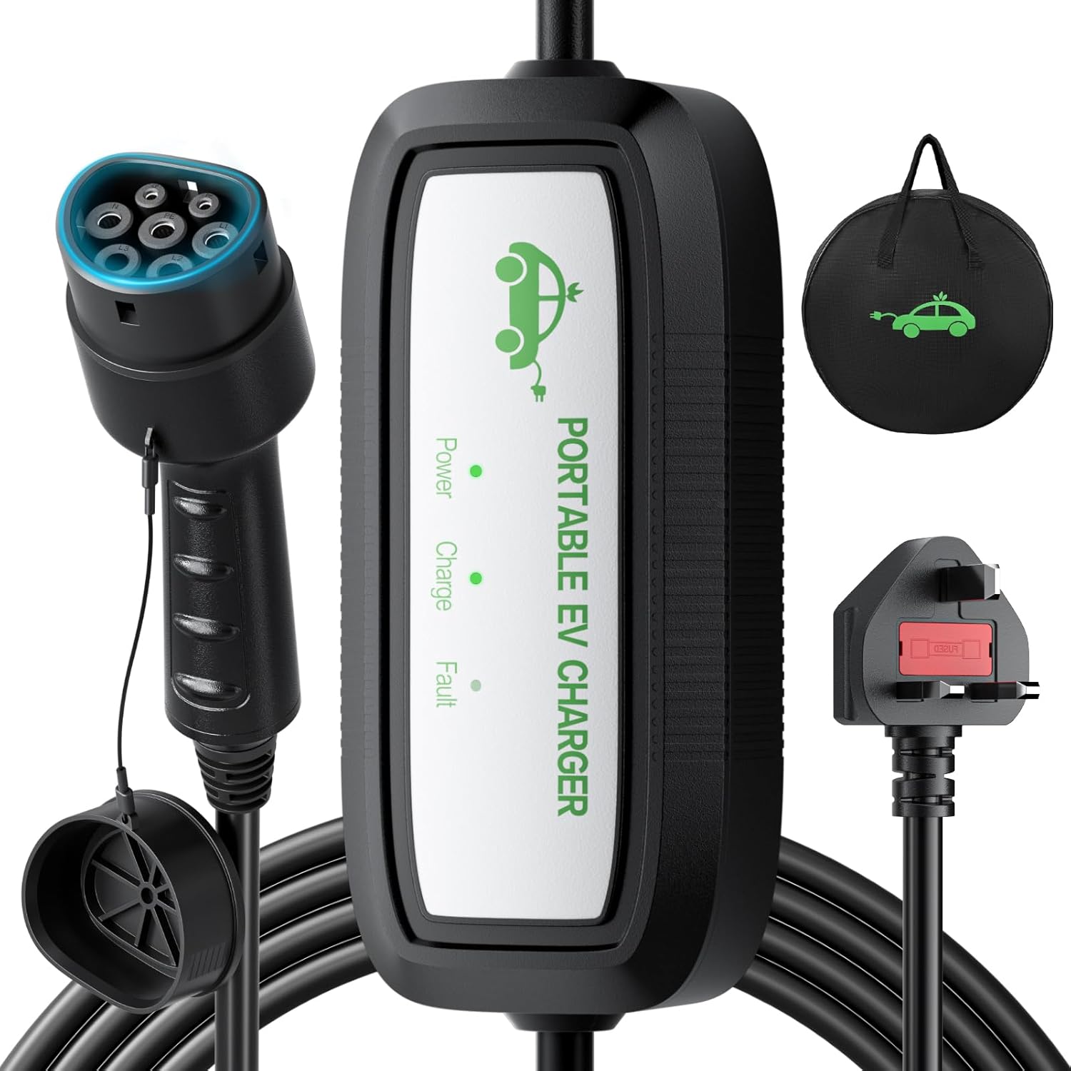 FNRIDS EV Charger Cable Type 2 to 3 Pin Plug, [Total Length 6M, 10A ...