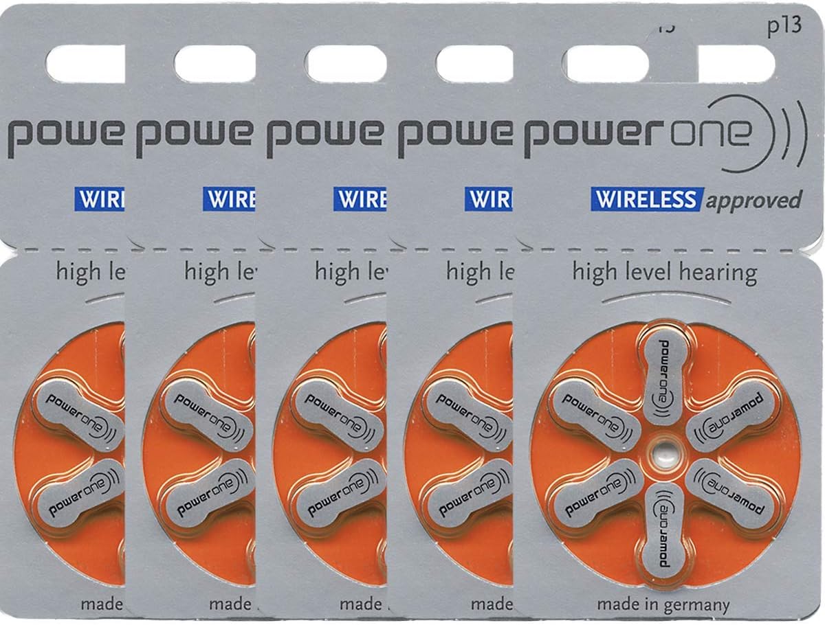 Power One Hearing Aid Battery size 13 made in Germany Genuine 60 Pack ...