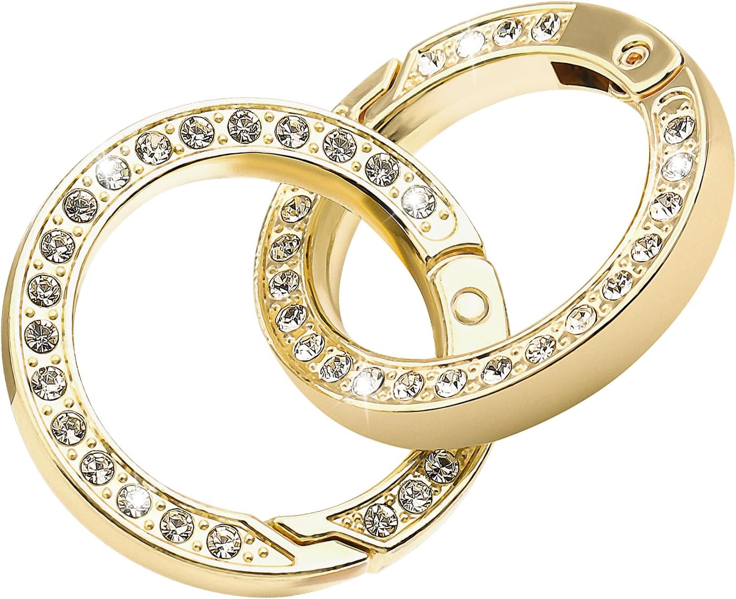 Amazon.com: 4 Pcs Round Carabiner Keyring Gold Bling Rhinestones ...