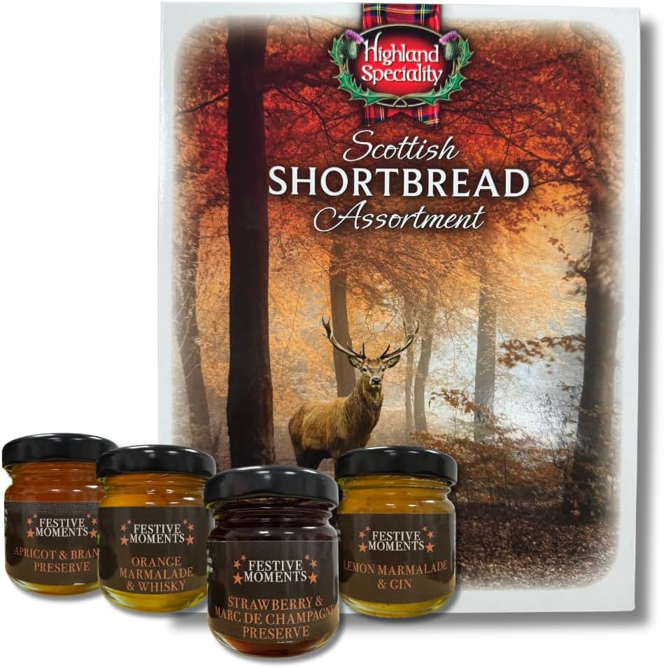 Luxury Scottish Stag Shortbread Gift Set with 4 x 42g Spirit-Infused ...