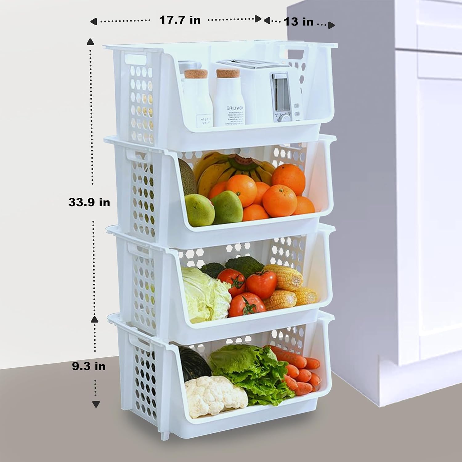 Skywin Contenedores de almacenamiento apilables de plástico para ...