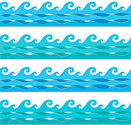 Amazon.com: Whaline 69Ft Ocean Wave Bulletin Board Border 60Pcs Sea Die ...