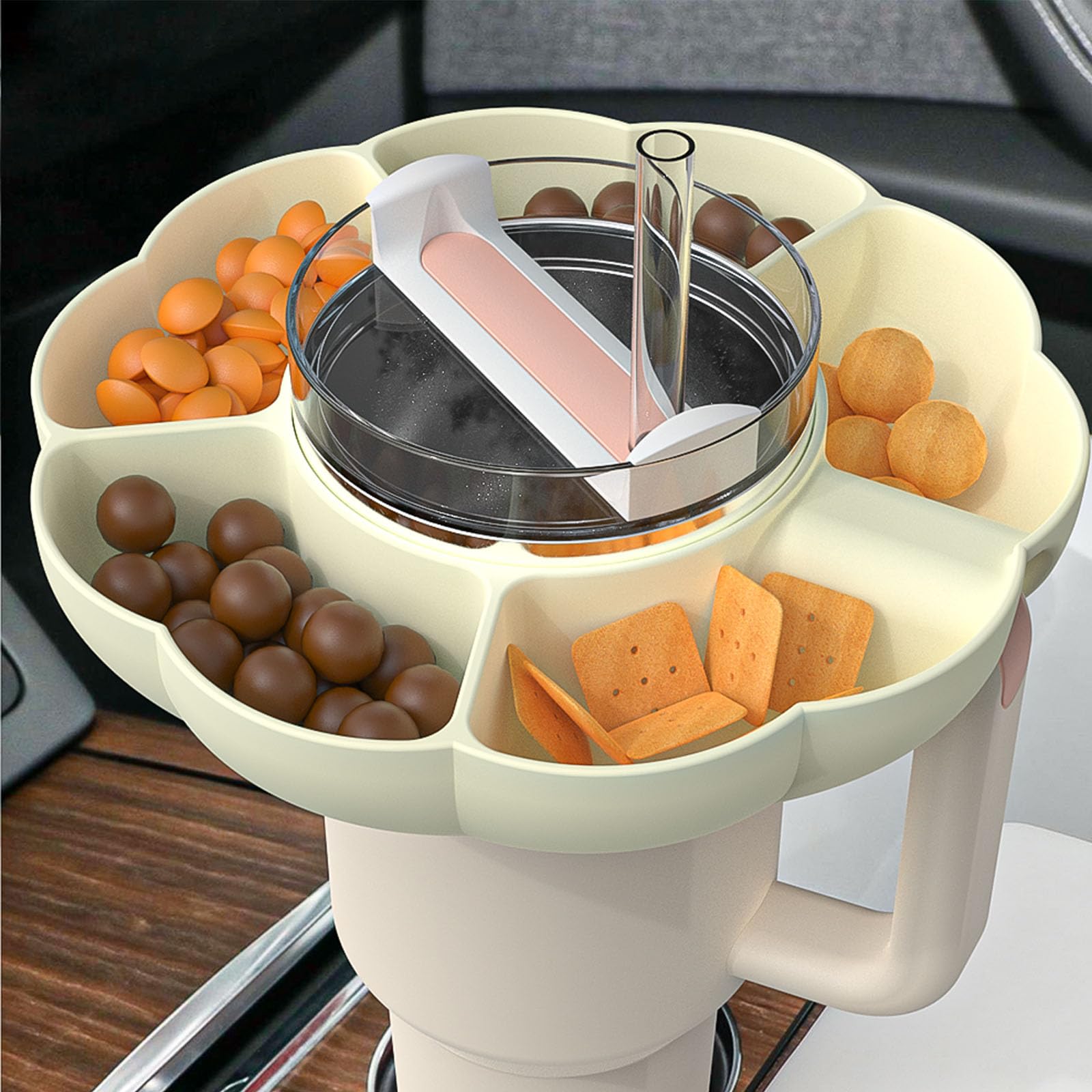 Amazon.com: HIGHGO Snack Bowl for Stanley 40 oz Tumbler with Handle,Reusable Divided Tray ...