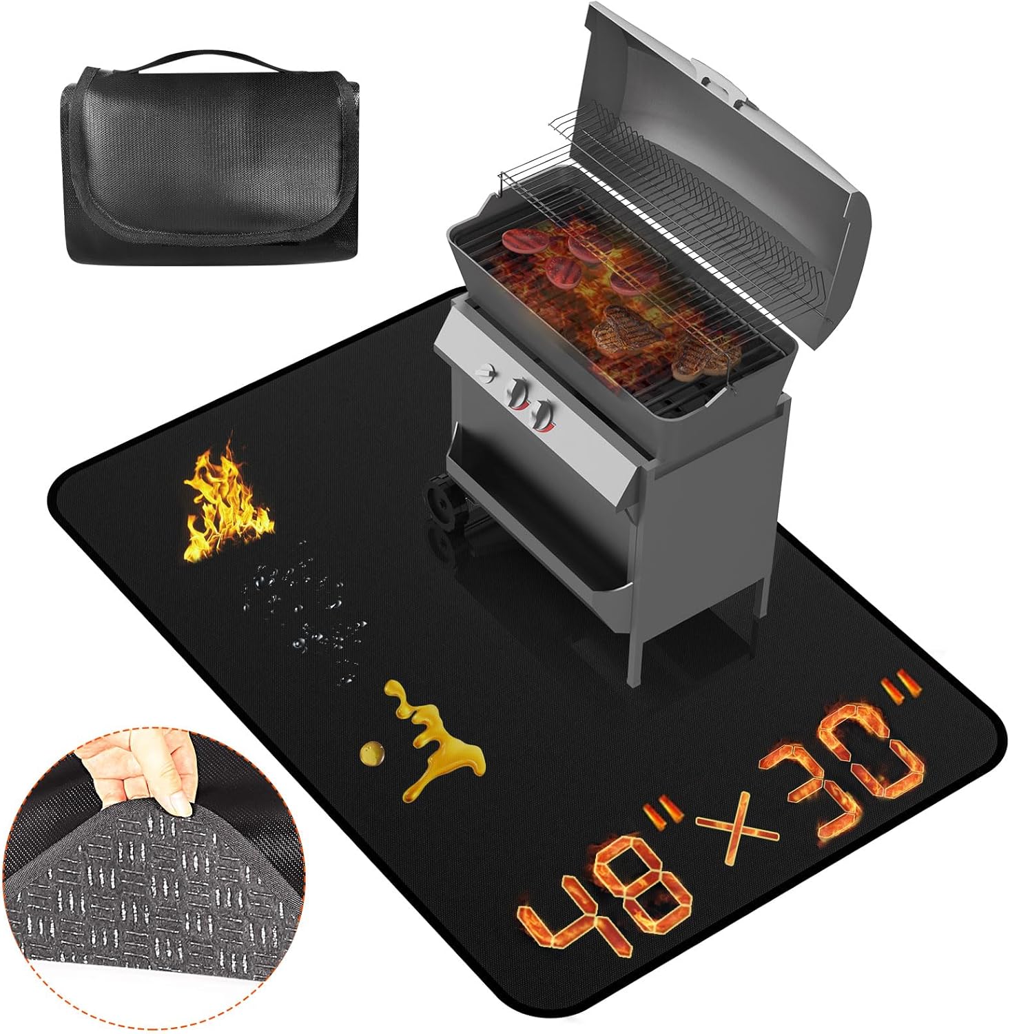Amazon.com: Portable 48"×30" Under Grill Mat for Outdoor Grill ...