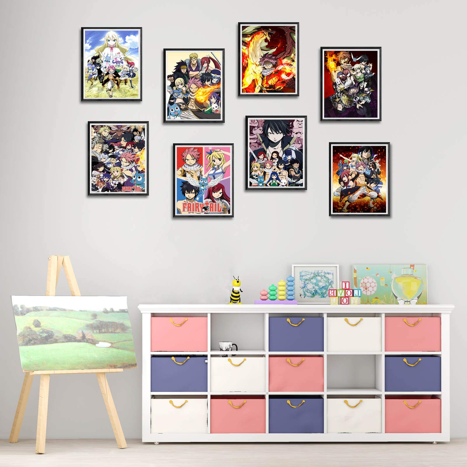 Fairy Tail Poster Natsu Erza Gajeel Laxus Happy and Lucy Posters Set of ...