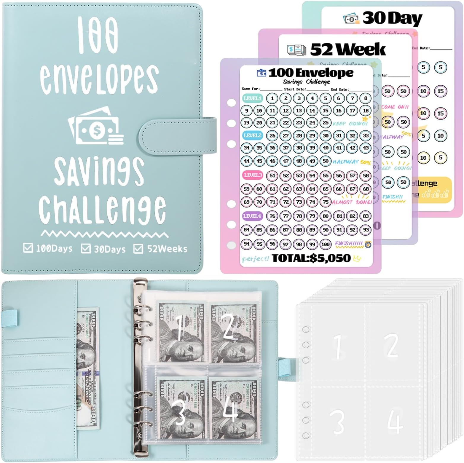 Amazon.com : 100 Envelopes Money Saving Challenge, Cash Budget Planner ...