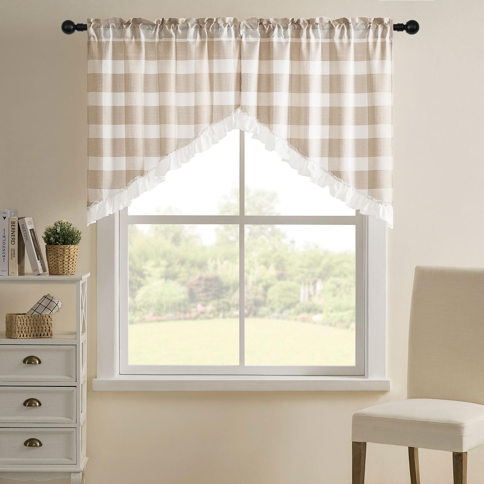 Amazon.com: Home Queen Ruffle Waffle Swag Curtain Valances for Bathroom ...