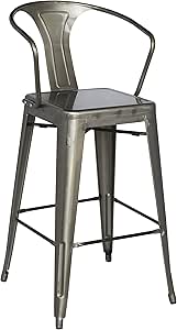 Amazon.com: Chintaly Imports 8020 Galvanized Steel Bar Stool with 4 ...