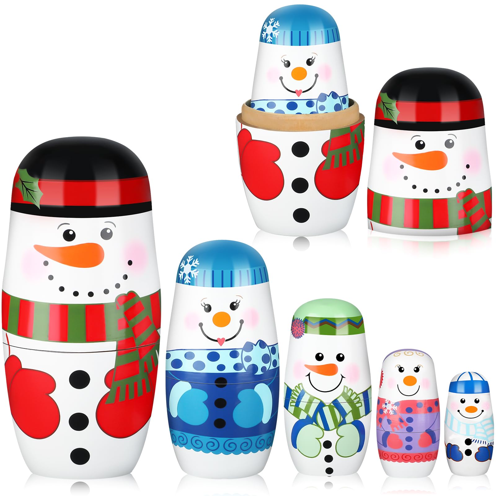 Seematn Russian Nesting Dolls for Kids Wooden Matryoshka Dolls Cute ...