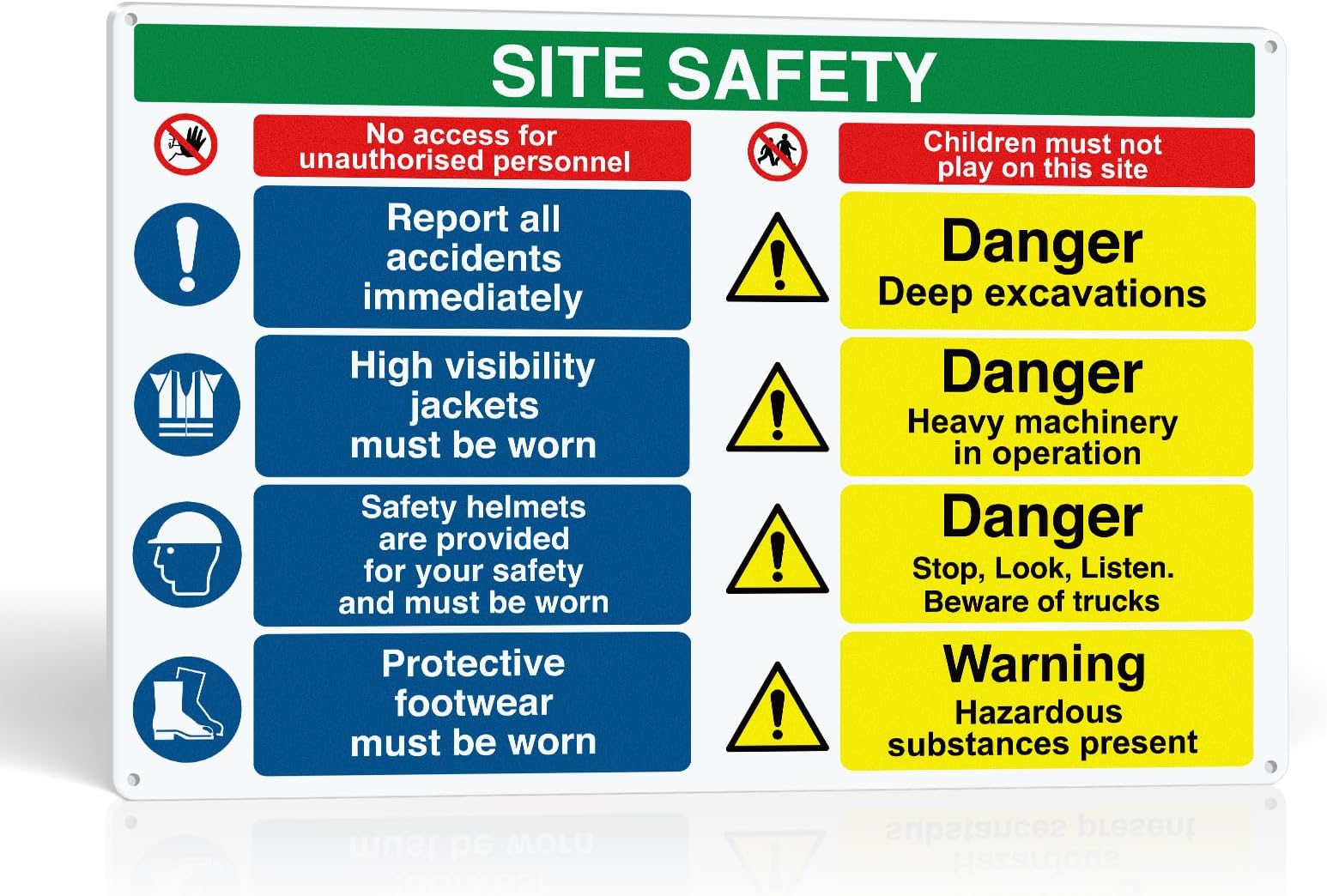 Site Safety Signs for Construction Areas - 600mm x 400mm - Health and ...