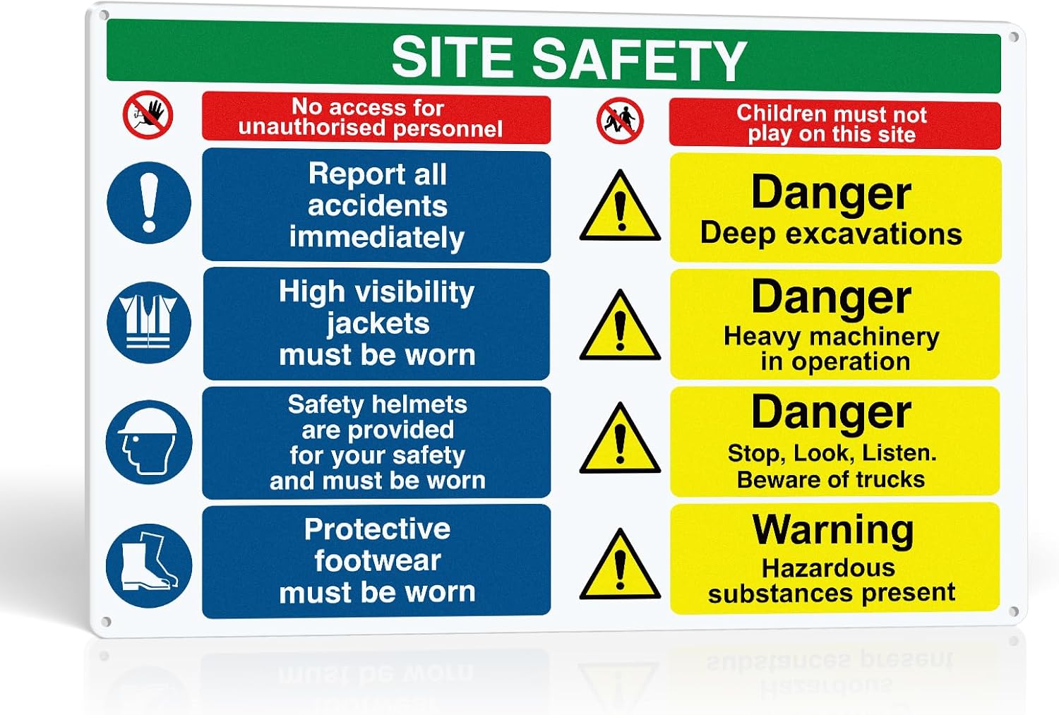 Site Safety Signs for Construction Areas - 600mm x 400mm - Health and ...