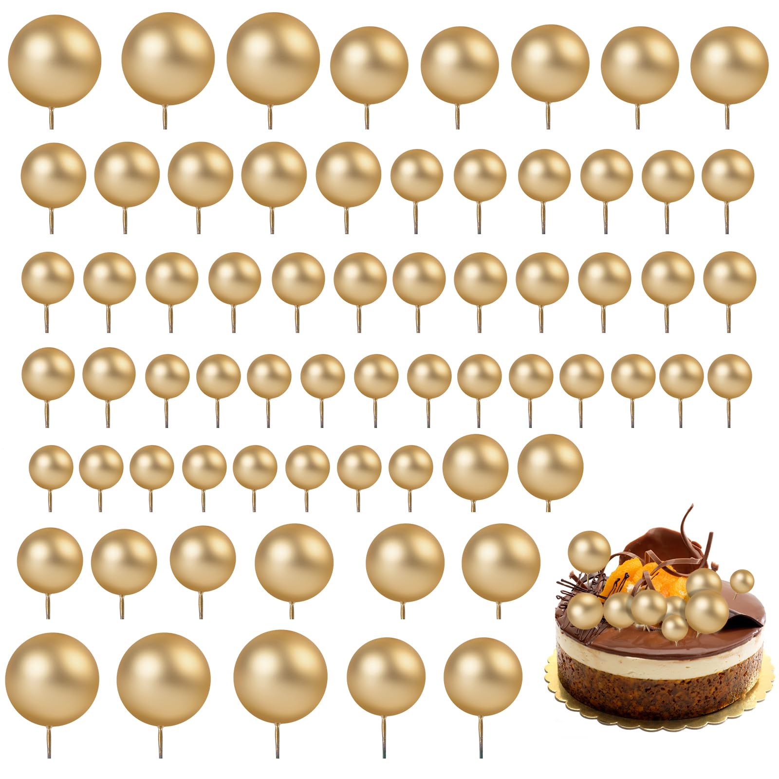 Amazon.com: 66 Pcs Gold Cake Balls Round Gold Balls for Cake Decorating ...
