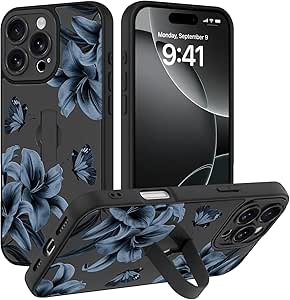 Amazon.com: AIGOMARA Compatible with iPhone 16 Pro Max Case with Finger Strap, Butterfly Lily ...