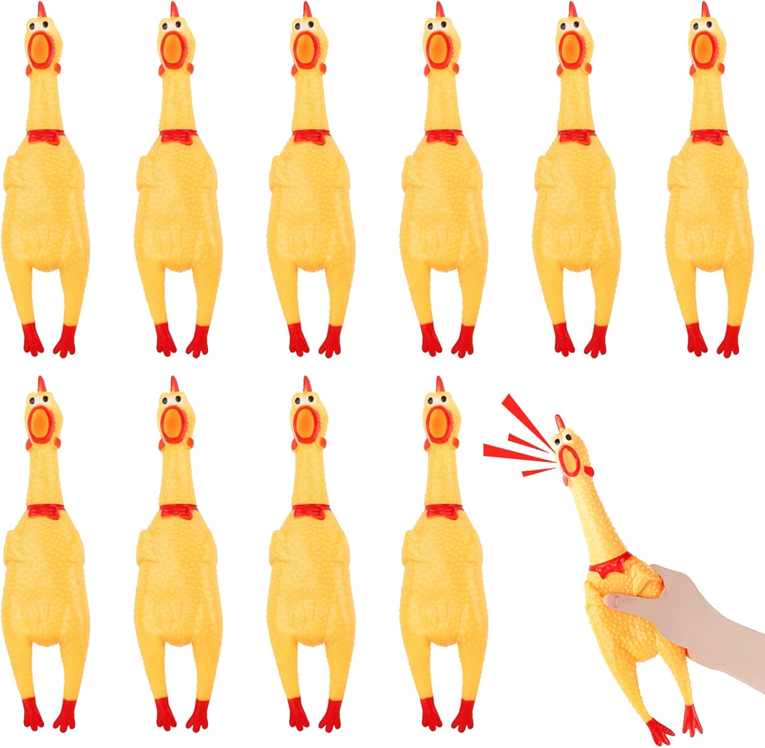 Xugoox 12PCS Screaming Chickens, Squeaky Rubber Chickens Novelty ...