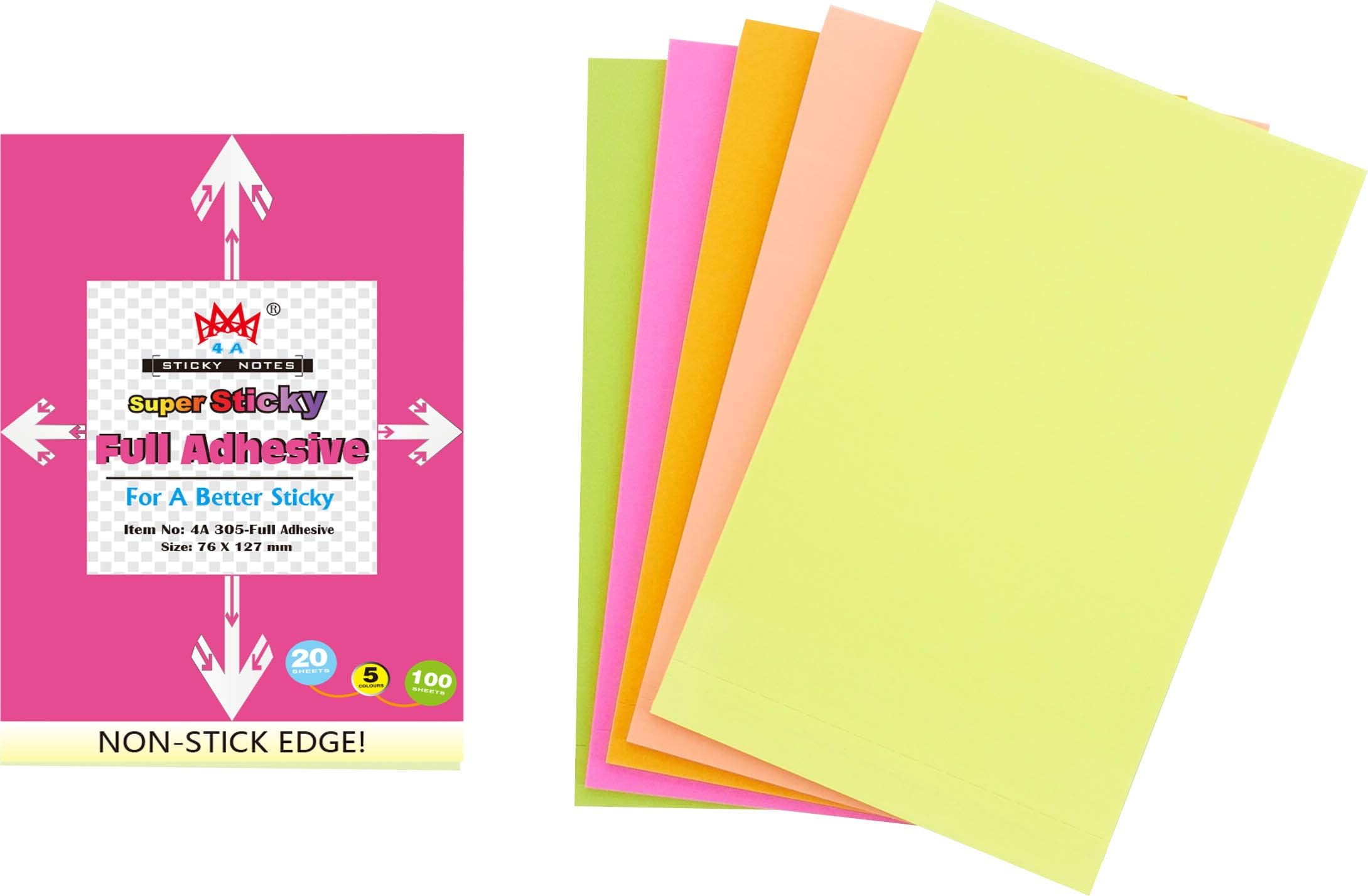 Amazon.com : 4A Sticky Full Adhesive Notes,4 1/3 x 3 Inches,20 Sheets ...