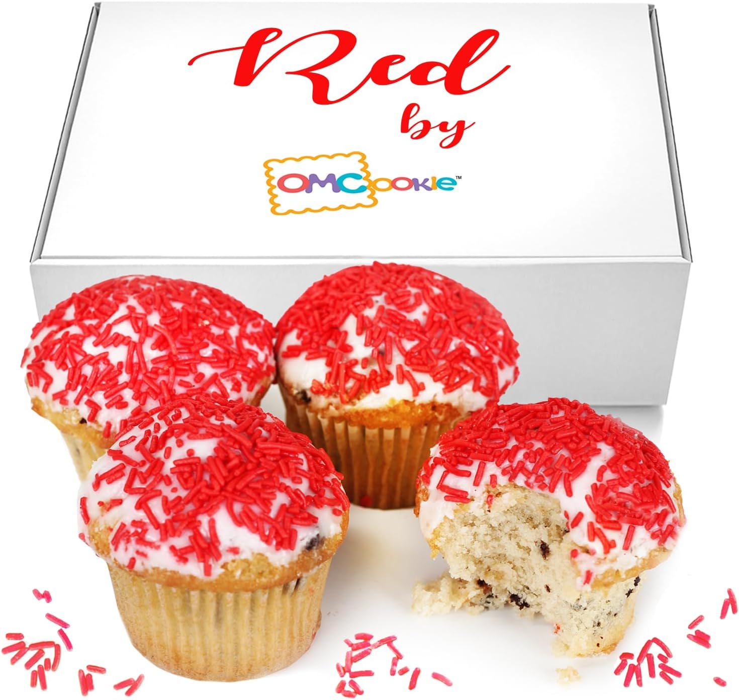Amazon.com: Red Sprinkle Cupcakes Large Gift Basket | 7 Individually ...