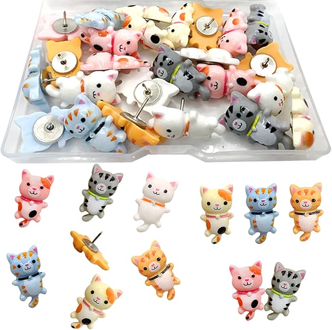 Amazon.com: LLDYNW 30 pcs Cat Push Pins Animal Creative Thumbtacks ...