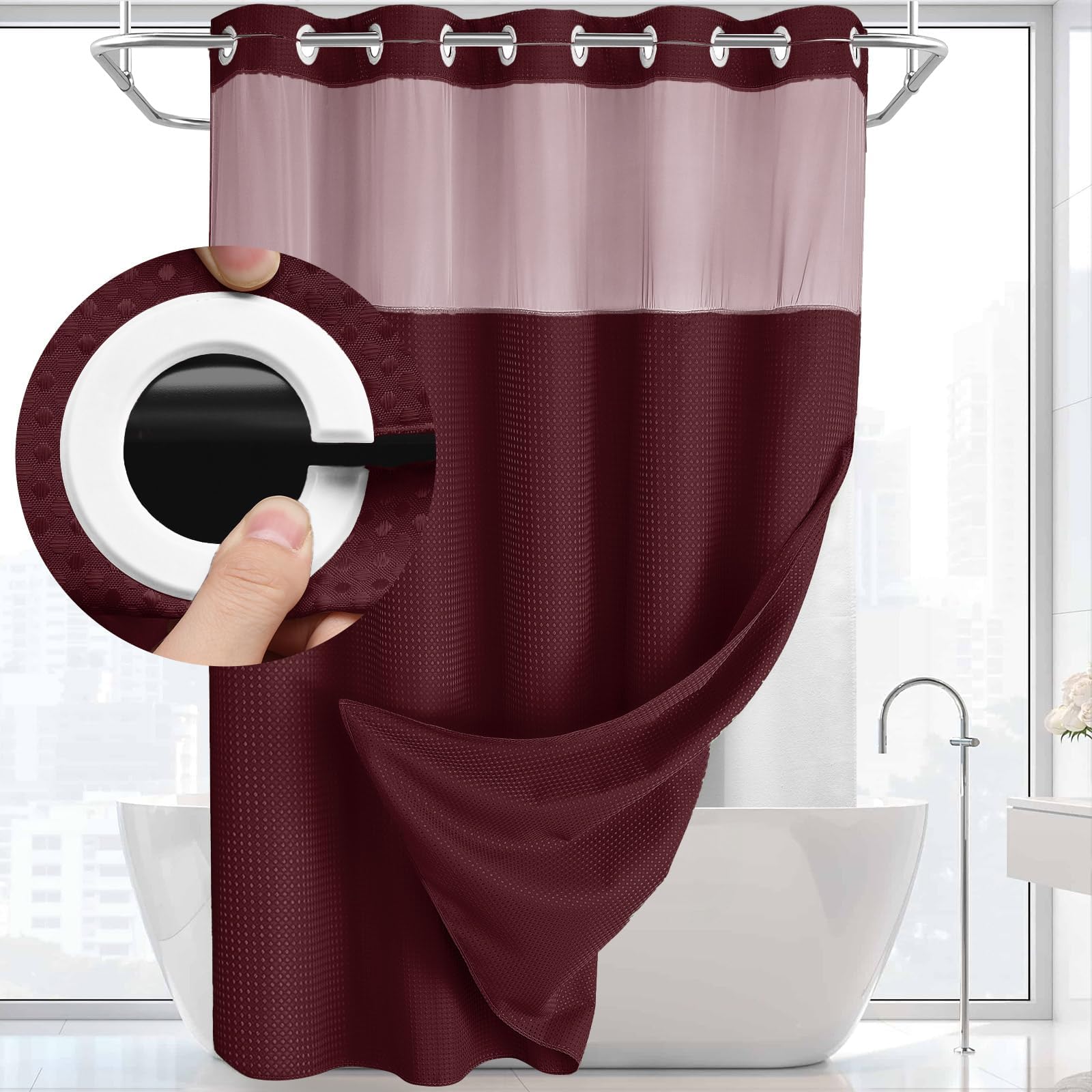 Amazon.com: LaCyan 3 in 1 Waterproof Waffle Weave Shower Curtain and ...