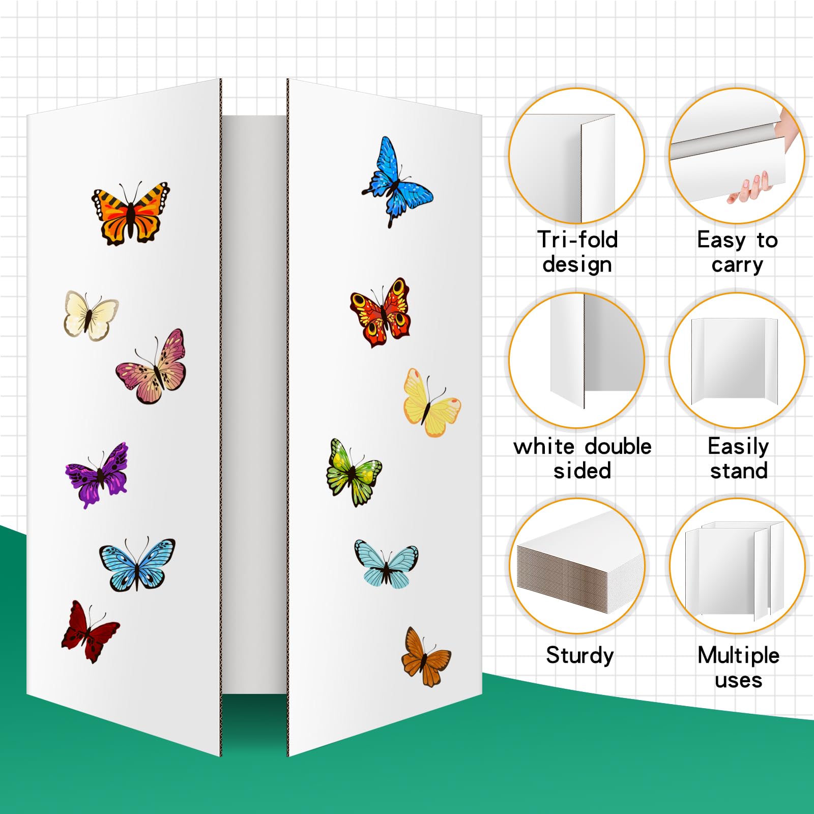 Snapklik.com : 4 Pack Trifold Poster Board For Kids, 21.5 X 14 Inch ...