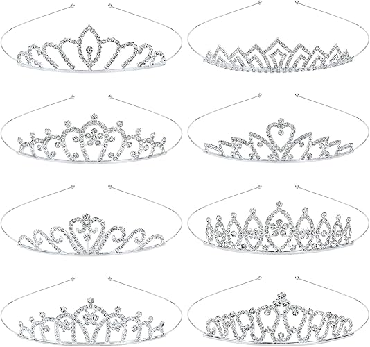 Amazon.com: Lawie 8 Pack Birthday Tiaras for Girls, Rhinestone Crystal ...