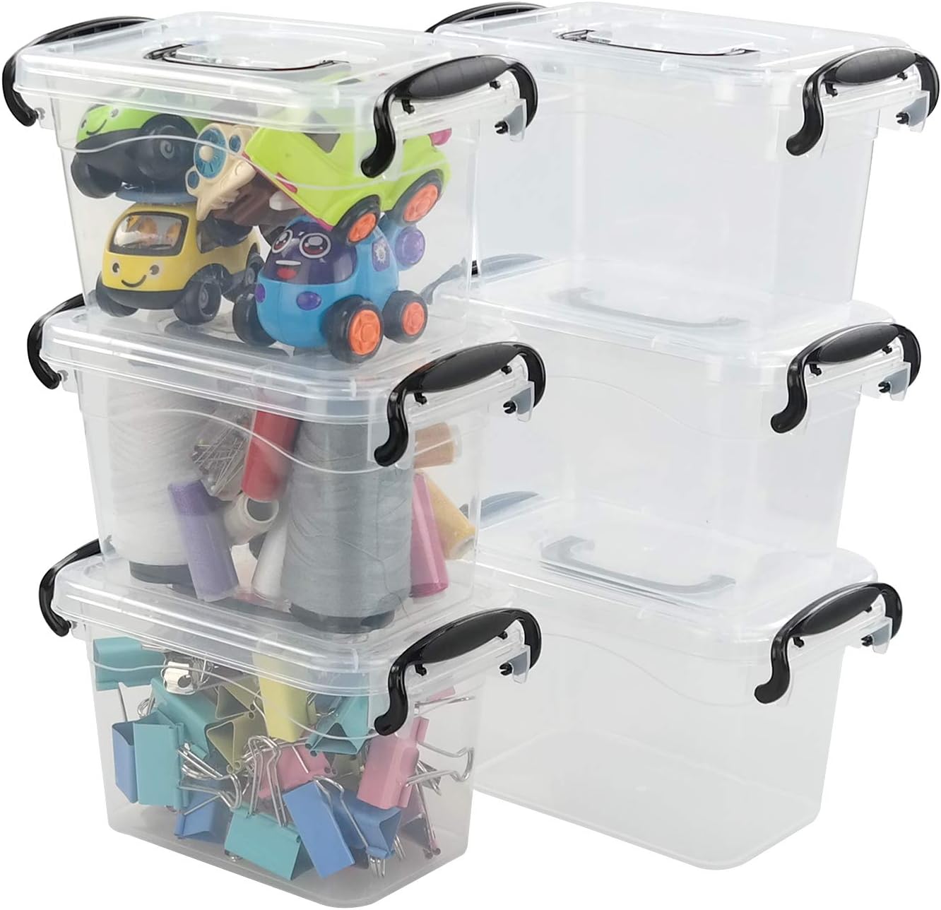 Amazon.com - Idotry 6-Pack Mini Plastic Storage Latch Box, 1.5 L Clear ...
