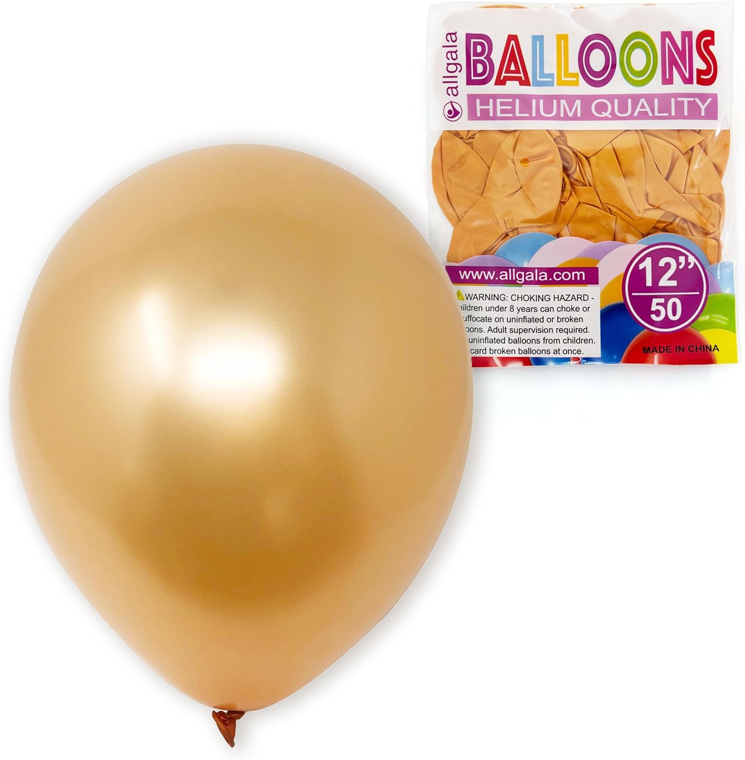 Amazon.com: Allgala Gold Balloons 50 Pack 12 Inch Helium Grade Latex ...