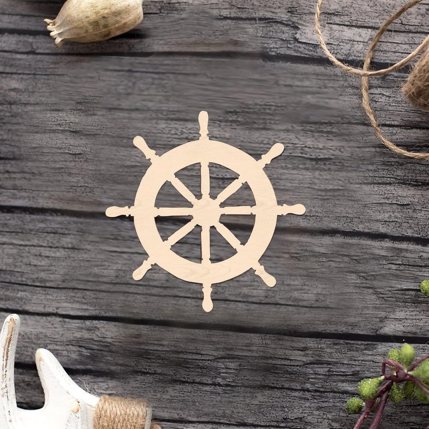 Amazon.com: Ship Wheel Wood Craft,Unfinished Wooden Cutout Art,DIY Wood ...